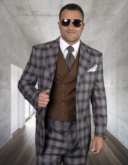 Statement Men's 100% Wool Suit - Overlapping Patterns