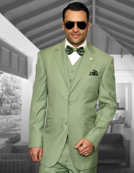 Statement Men's 100% Wool 3 Piece Suit - Solid Colors