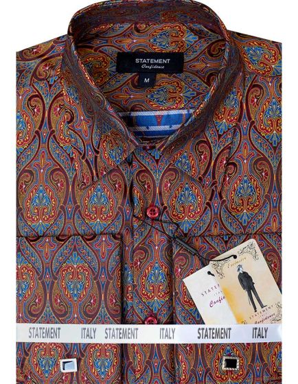 Statement Men's Long Sleeve Woven Shirt - Jacquard Two Tone
