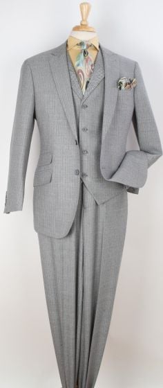 Apollo King Men's 100% Wool 3pc Fashion Suit - Stylish Peak Lapel