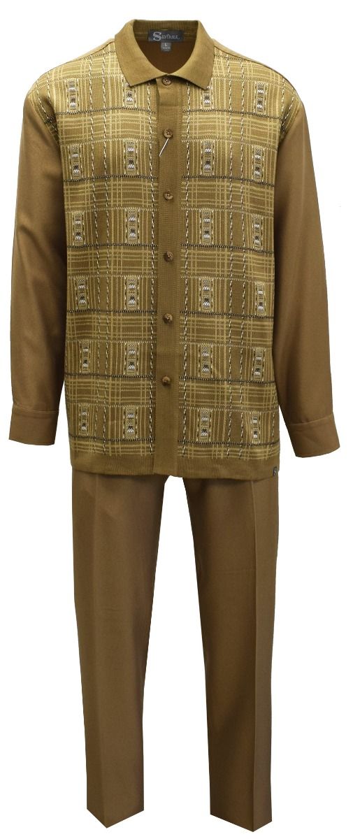 Silversilk Men's 2 Piece Long Sleeve Walking Suit - Unique Windowpane