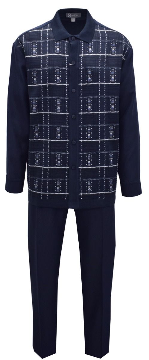 Silversilk Men's 2 Piece Long Sleeve Walking Suit - Unique Windowpane