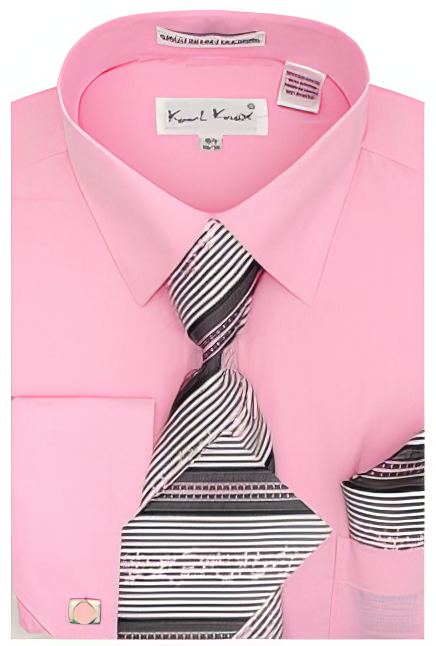 Karl Knox Men's French Cuff Shirt Set - Multi Style Stripes