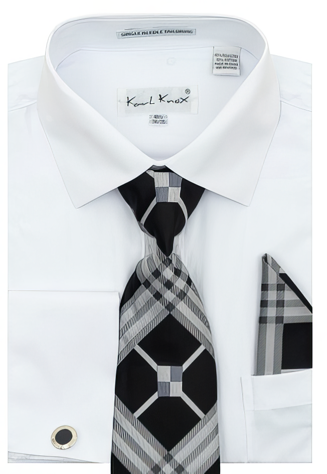 Karl Knox Men's French Cuff Shirt Set - Stylish Plaid