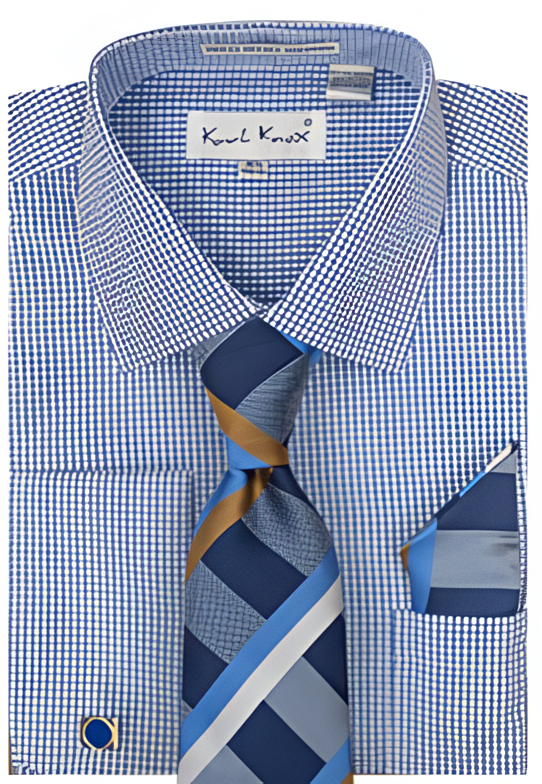 Karl Knox Men's French Cuff Shirt Set - Vibrant Stripes