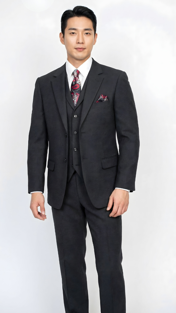 Zacchi Men's Fashion 3 Piece Poplin Suit - Extra Long Sizes