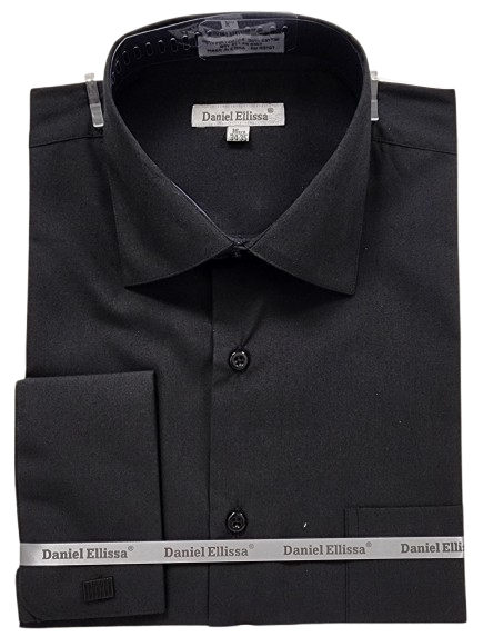 Daniel Ellissa Men's Outlet French Cuff Dress Shirt - Solid Color