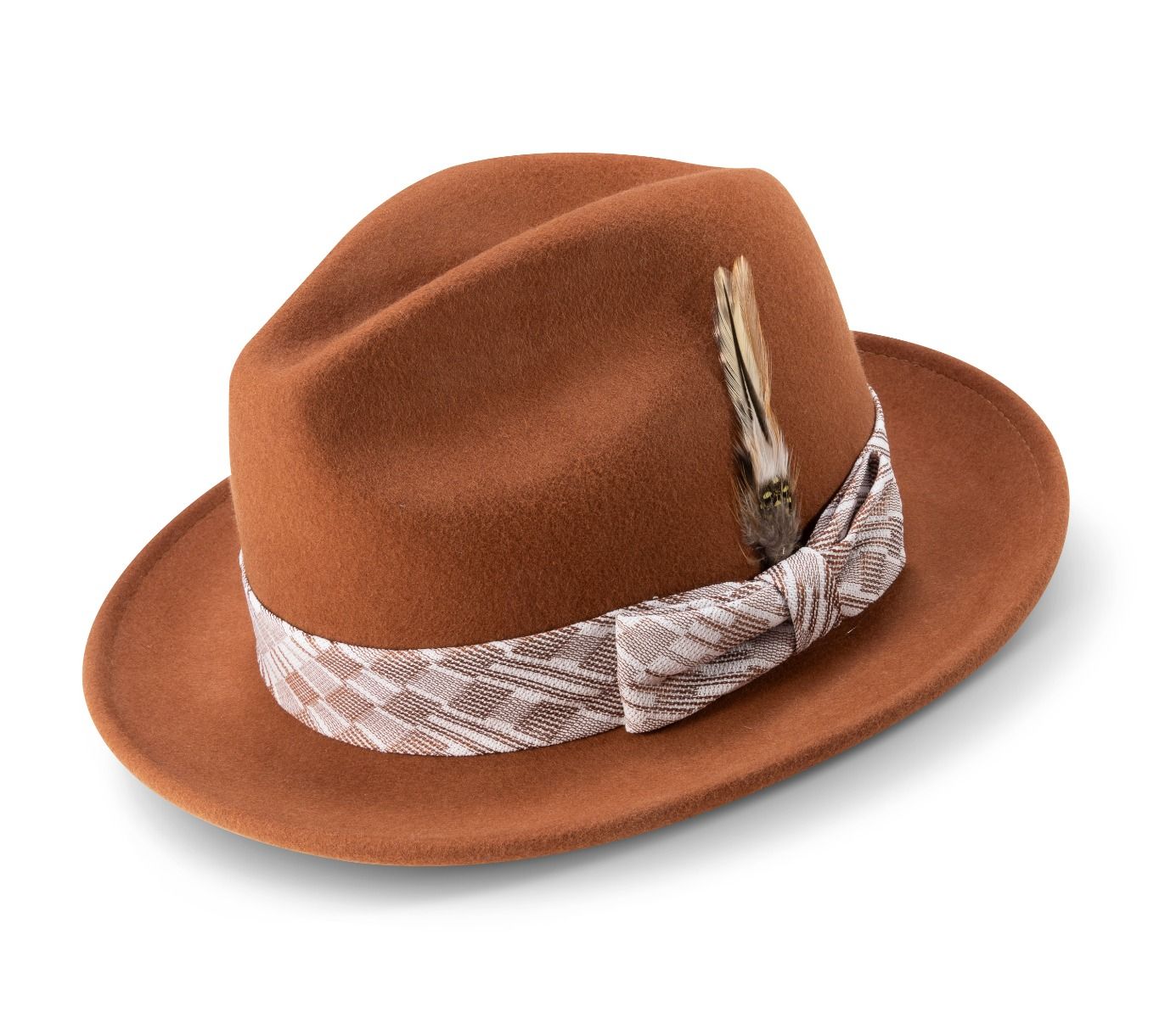 Montique Men's Wool Felt Hat - Abstract Checker Band