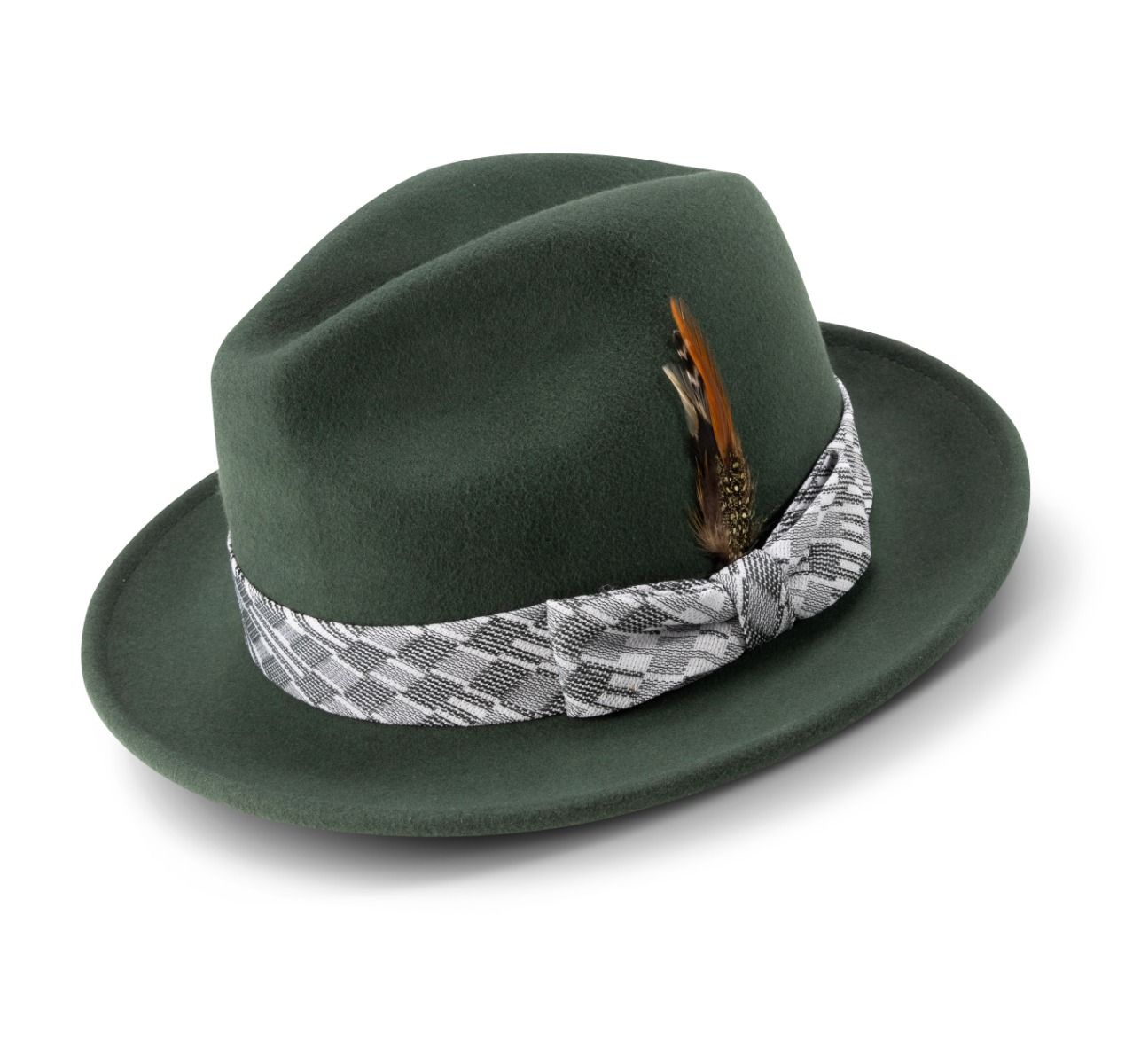 Montique Men's Wool Felt Hat - Abstract Checker Band