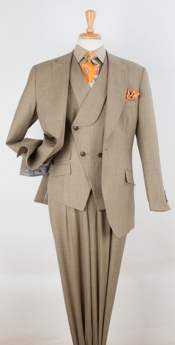 Apollo King Men's 100% Wool 3 Piece Suit - Slanted Fashion Vest