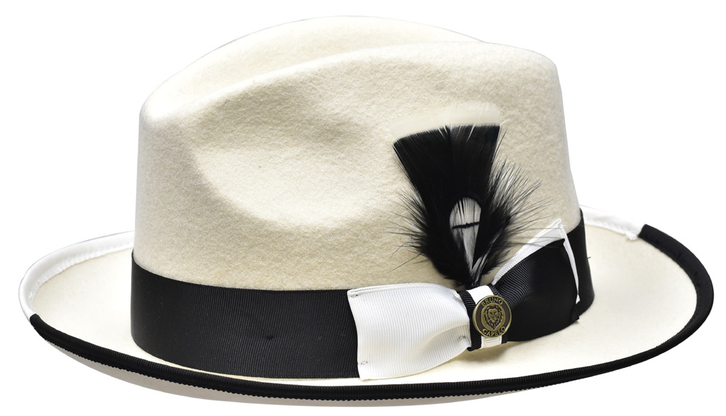 Bruno Capelo Men's Australian Wool Fedora Hat - Two Tone Brim