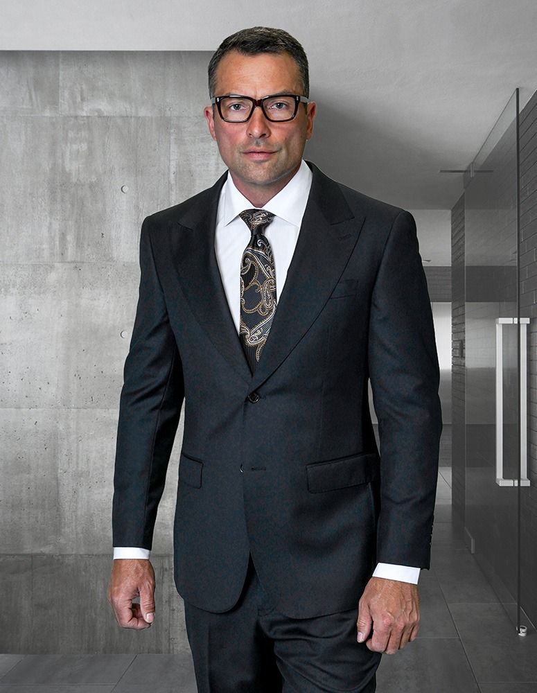 Statement Men's 2 Piece 100% Wool Modern Fit Suit - Pic Stitching