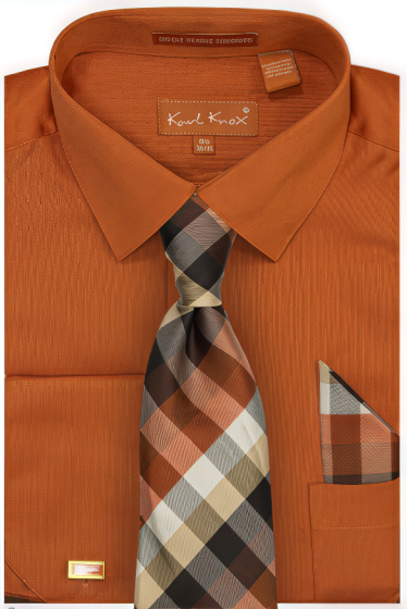 Karl Knox Men's French Cuff Shirt Set - Gradient Checker