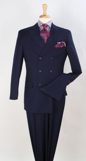 Apollo King Men's 2pc Double Breasted Suit - Wide Peak Lapel