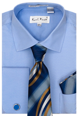 Karl Knox Men's French Cuff Shirt Set - Smooth Stripes