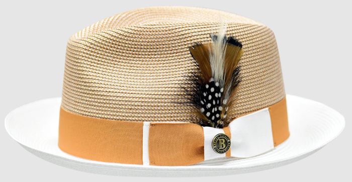 Bruno Capelo Men's Fedora Style Straw Hat - Vibrant Two Tone