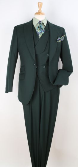 Apollo King Men's 100% Wool 3 Piece Suit - Slanted Fashion Vest
