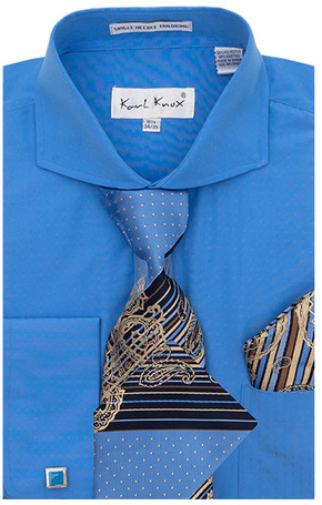 Karl Knox Men's French Cuff Shirt Set - Wide Collar
