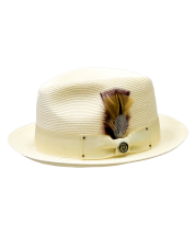 Bruno Capelo Men's Fedora Style Straw Hat - Accented Crown